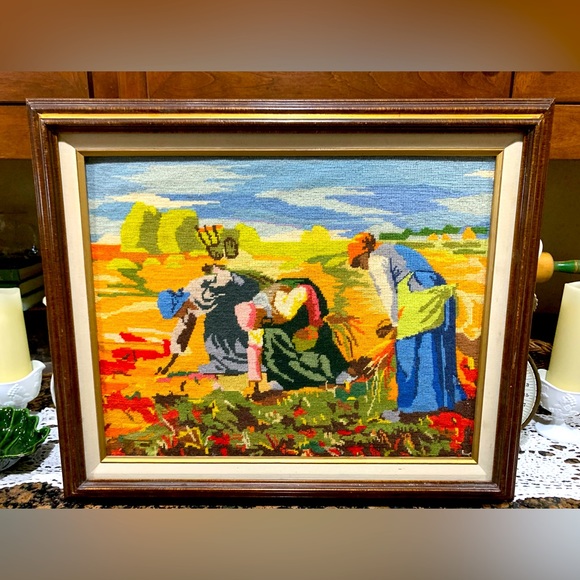 Art | Vintage Needlepoint The Gleaners Jeanfrancois Millet 3 Peasant ...